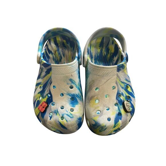 CROCS | Shoes | Vintage Crocs Classic Clog Bluegreen Paint Splatter J ...